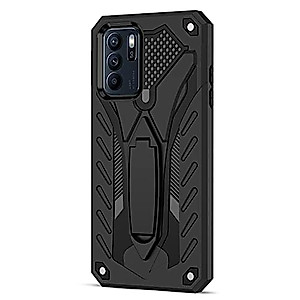 GURSAC Phone case Compatible with Oppo Reno 6 Pro(5G),Military Grade Strong Two Layer PU+TPU Hybrid Full Body Case,Bracket Protective Dustproof Shockproof Cover Phone Cover (Color : Dark Night Black)