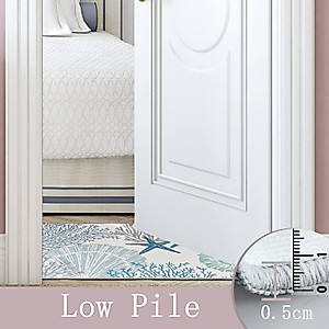 Tritard Coastal Area Rug 2x3 - Small Machine Washable Foldable Throw Rugs Non-Slip Beach Ocean Entryway Doormat Indoor Entrance Carpet for Kitchen Bathroom Laundry Bedroom Living Room, Blue