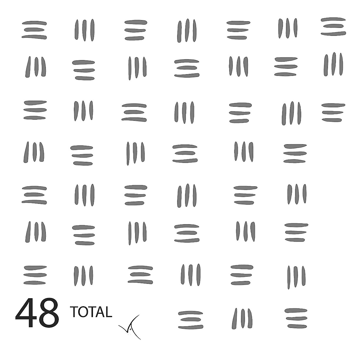 The Boho Design Lines Hand Drawn Decals Peel and Stick for Kids, Baby Bedroom Nursery and Living Room. 48 Sets of Three Stripes Each (144 pcs.) Adhesive Vinyl Wall Stickers Decor (Grey)