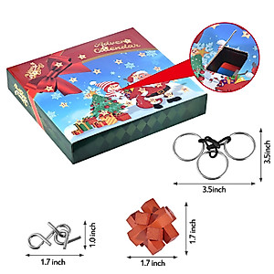 Advent Calendar 2024, Christmas Countdown Calendar Gift Box with 24 Brain Teaser Puzzles, Advent Calendar 2024 for Adults Kids Boys Girls, Xmas Countdown Calendar Challenge Gift