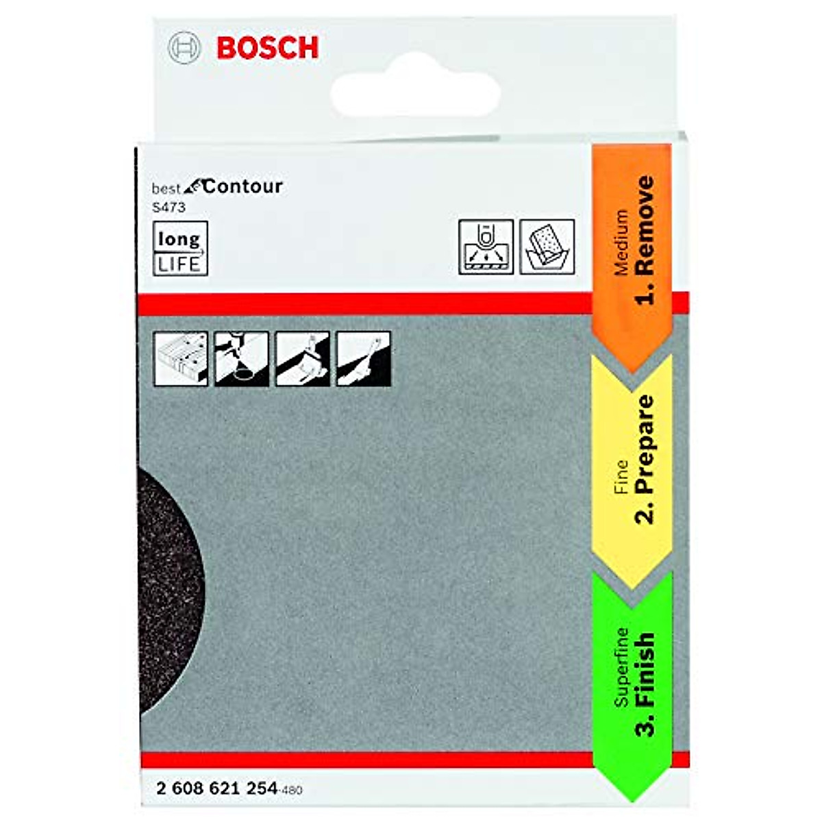 Bosch Professional 3-Piece Sanding Sponge S473 Best for Contour Set (Wood, Plastic and Metal, 98 x 120 x 13 mm, Accessories for Hand Sanding)