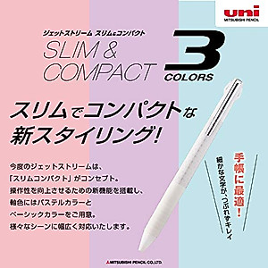 Uni Jetstream Slim Compact, 3 Colors Ballpoint Pen (Black, Red, Blue) 0.5mm, White Body (SXE3JSS05.1)