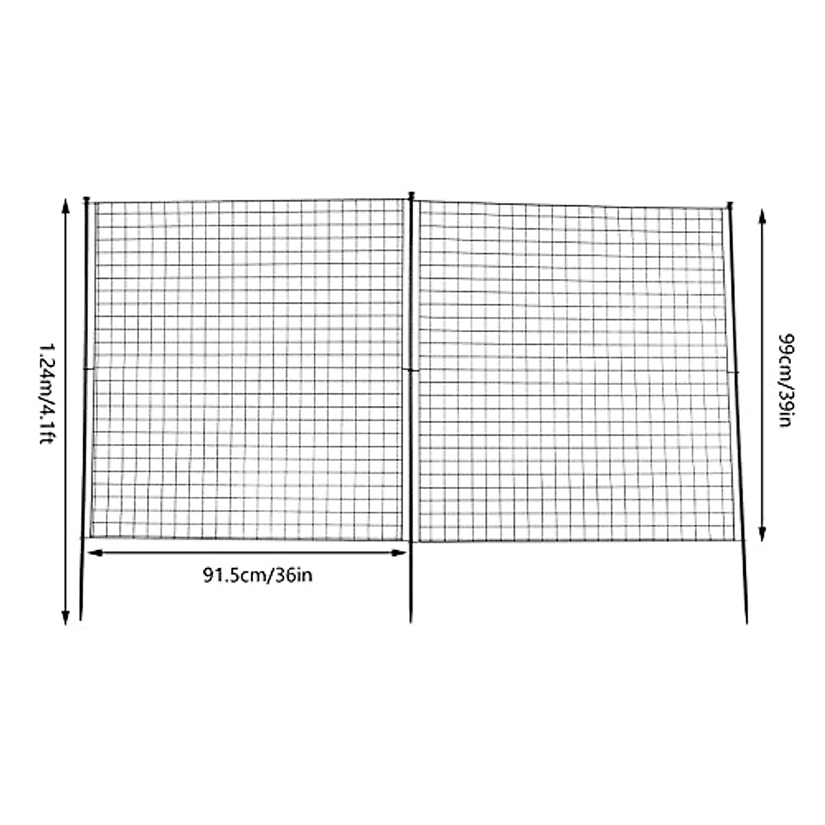 Garden Fence 4 Panels 36"x39" Animal Barrier Decorative Metal Fence with Gate for Dogs Pets Rustproof Temporary Fencing for Yard Patio Landscape Flower Bed, Black