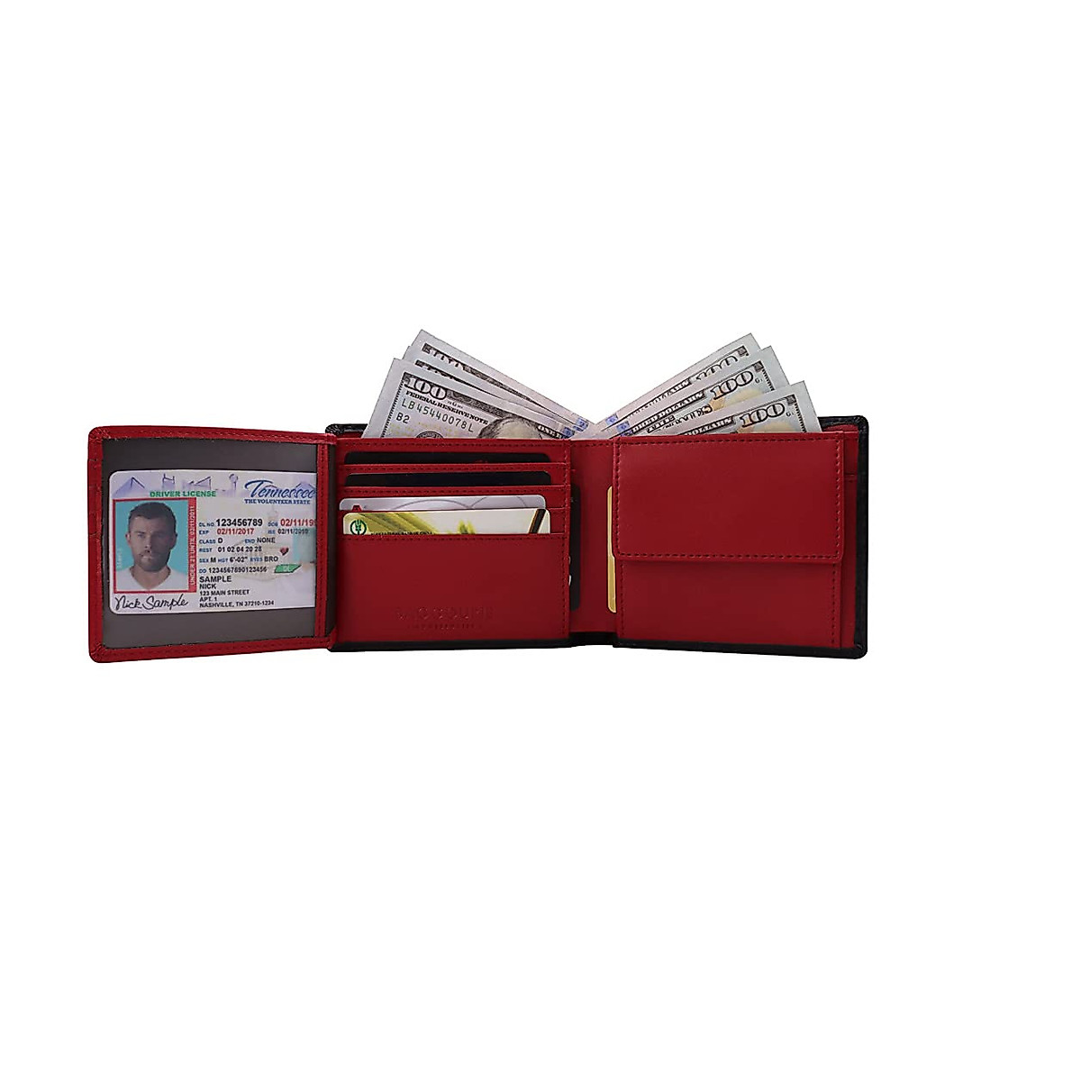 Baggourie RFID Trifold Leather Wallet (Red)