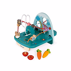 Janod Rabbit & Co Looping W/Color Matching, Activity Center Learning Toy for Boys and Girls - Counting, Concentration, Shape Recognition and Motor Skills for Ages 18+ Months