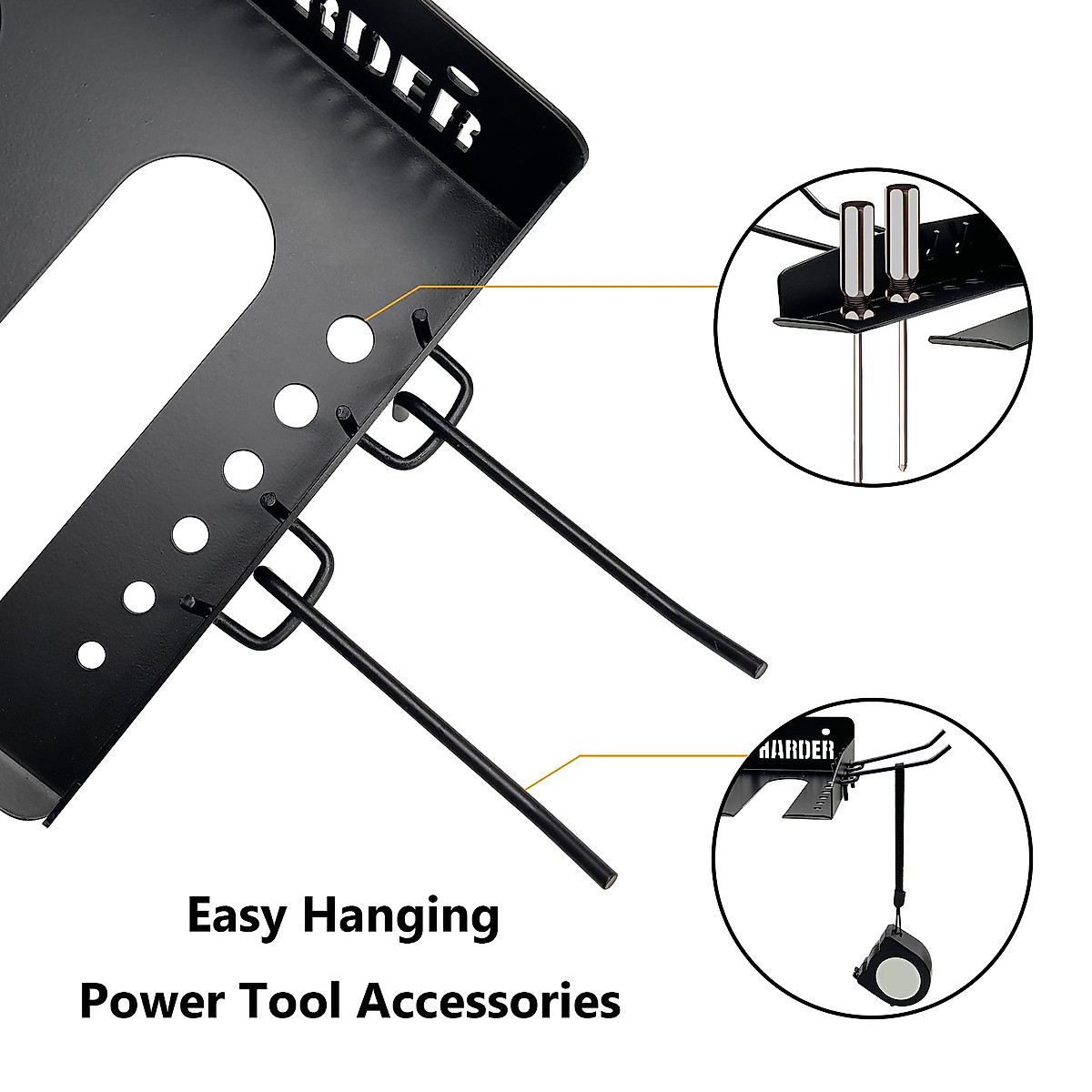 Ecqizer Electric Drill Storage Rack, Holds 4 Drills, power tool organizer wall mount for Workshop, Warehouse, Garage, Home (Drill Rack with 4PCS Hook), Black