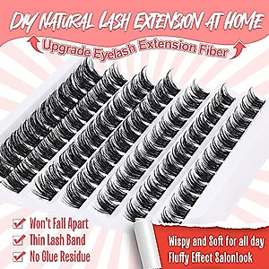 DIY Lash Extension Kit Lash Clusters Kit Fluffy Wispy Cluster Lashes Like Eyelash Extensions Lash Bond and Seal Strong Hold 12-16MM by ALICE