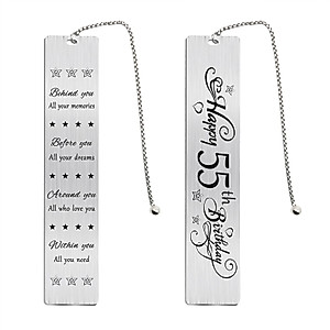 Jzxwan Happy 55th Birthday Gifts for Men Women, 55 Year Old Birthday Bookmark Gift for Her Him, Fifty-Five Birthday Presents Decorations