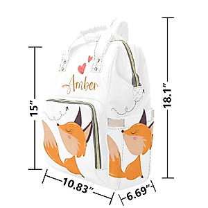 Anneunique Art FoxMaple Leaf Diaper Bags Backpack with Name Personalized Baby Bag Nursing Nappy Bag Travel Tote Bag Gifts for Mom Girl,10.83x6.69x15 inch