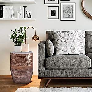 SIMPLIHOME Johnsen Boho 15 Inch Wide Metal Large Accent Side Table in Antique Copper, Fully Assembled, For the Living Room and Bedroom