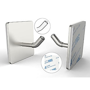 VIVII 6 Pack Adhesive Hooks, 3M Self Adhesive, Metal Wall Hooks Hanger Sticky Hooks for Keys Bags Bathrobe Clothes Hat Towel Garment Nickel, Kitchen Bath Room, Living Room, Office, No Drilling Needed