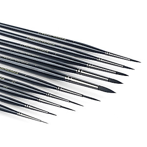 Transon 10pcs Small Detail Miniature Model Painting Brush Set for Acrylic Watercolor Gouache Ink Tempera and Body Painting