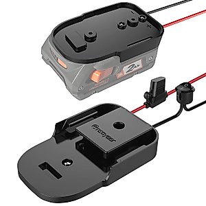 Power Wheel Adapter with Fuse & Switch, Secure Battery Adapter for Ridgid AEG 18V Hyper Lithium Battery, with 12 Gauge Wire,Good Power Convertor for DIY Ride On Truck,Robotics,RC Toys and Work Lights