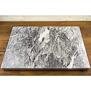 Marble Cutting Board for Kitchen, Serving, Pastry, Charcuterie, Cheese - 16” x 12” and 16” Marble Rolling Pin Combo - Nonslip Feet for Stability - Accessories For Bakers, Gift Home Decor ideas