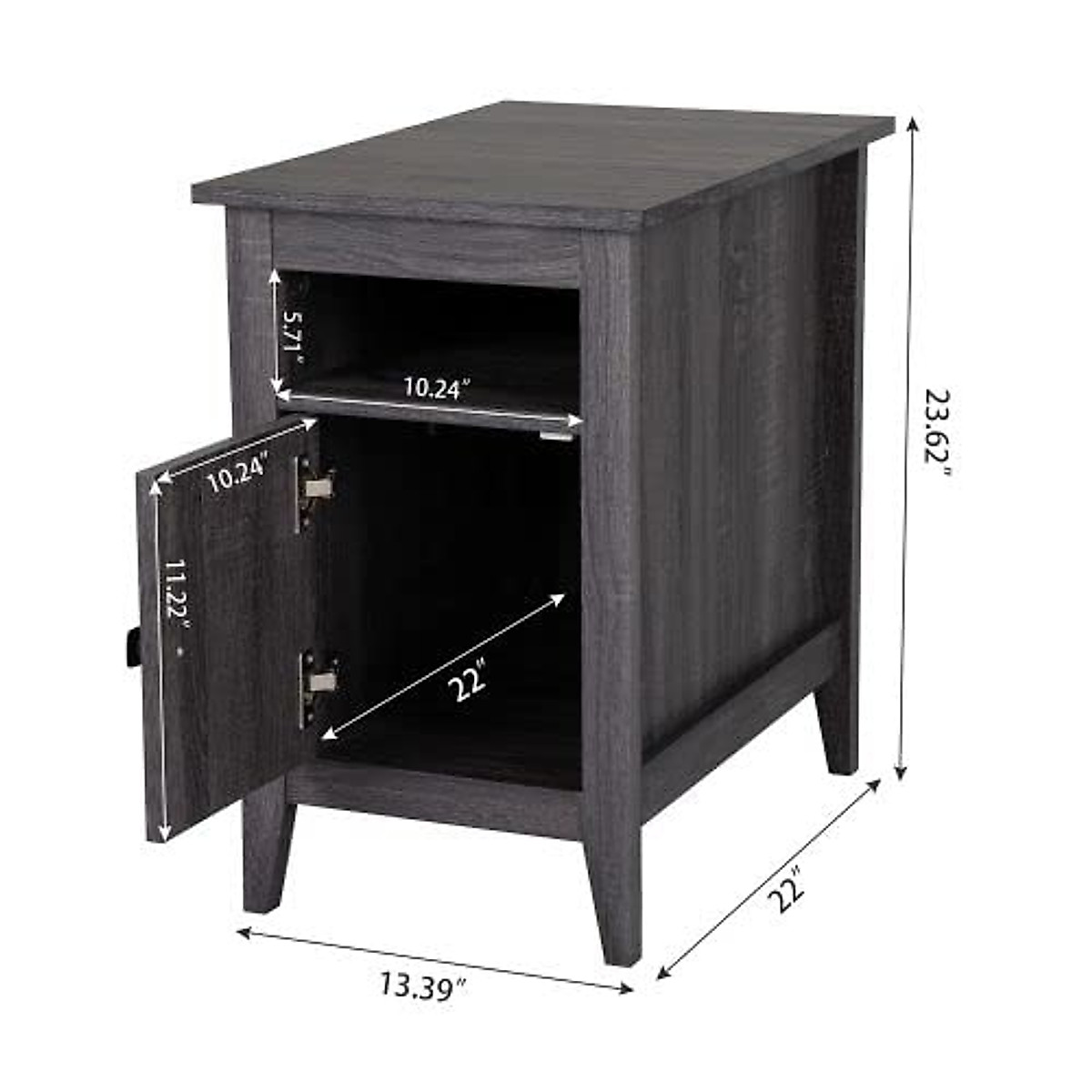 Nightstand with one-Door Storage Cabinet and Open Shelf