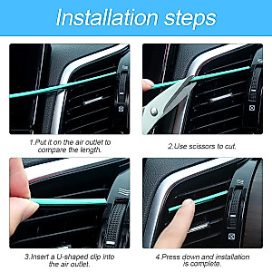8sanlione 20PCS Car Air Conditioner Decoration Strip, Auto Air Vent Outlet Chrome DIY Trim Strips, Waterproof Moulding Bendable Protection Strip Line, Car Decor Accessories for Most Cars (Pink)