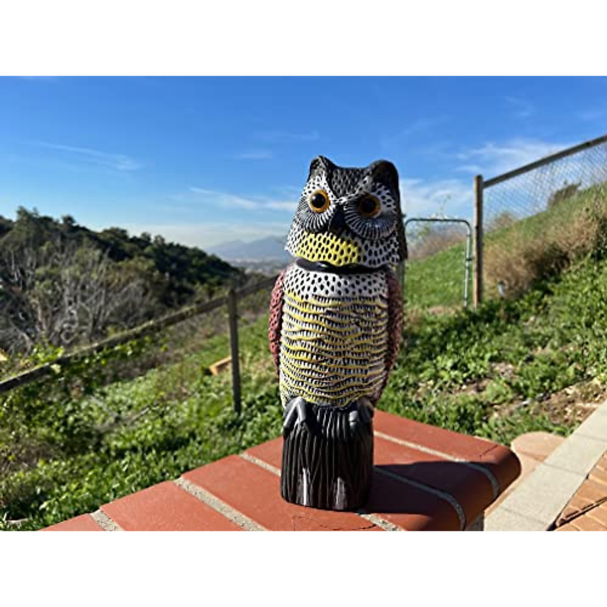 GiftExpress 2 Pk 15.5" Scarecrow Owl Decoy with Rotating Head Statue, Pest Repellent, Bird Control, Bird Deterrent, Garden Protectors, Fake Owls (2)