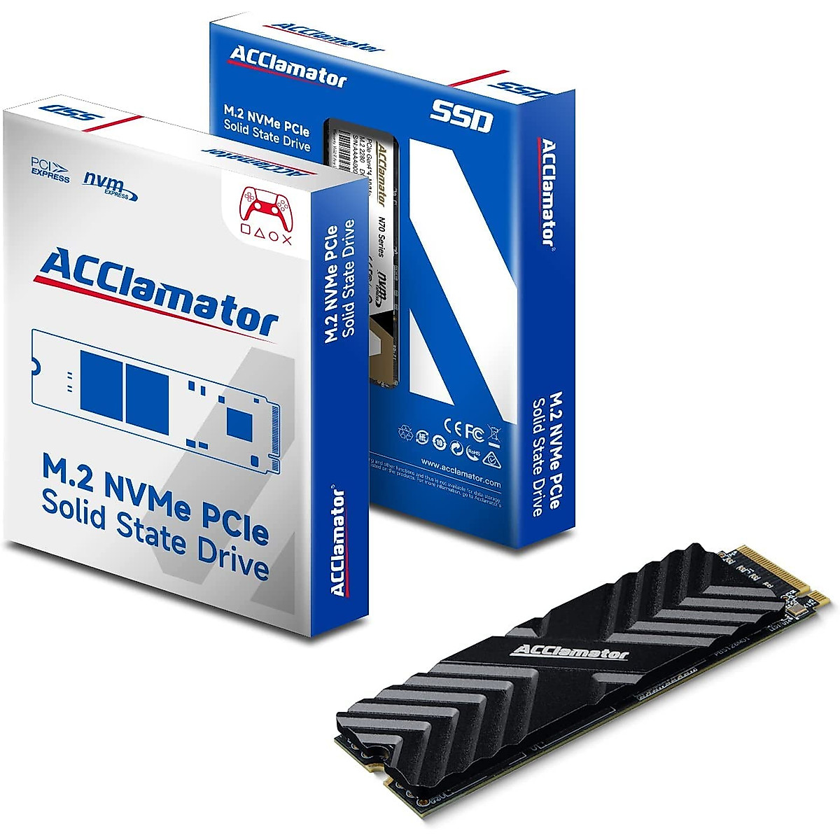 Acclamator 2TB PCIe 4x4 NVMe Read 7300 MB/s M.2 Solid State Drive Compatible with PS5 SSD Equipped with 2GB DDR4 Cache 2280 3D NAND TLC N70