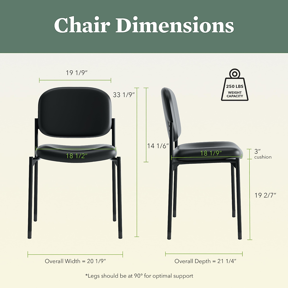 HON Scatter Armless Stacking Guest Chair, Black