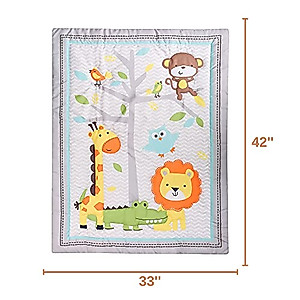 Baby Bees 4 Pieces Animal Safari Crib Bedding Sets for Boys and Girls | Baby Bedding Crib Set of Crib Sheet, Quilt, Dust Ruffle for Standard Size Crib