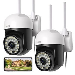 SSYING 2PCS Surveillance Outdoor Security Cameras, 5G/2.4G Wi-Fi Wireless 1080P Dome Home Cam with Phone App, 360°View Pan/Tilt, Color Night Vision, 2-Way Audio, IP66 Waterproof, Motion Detection
