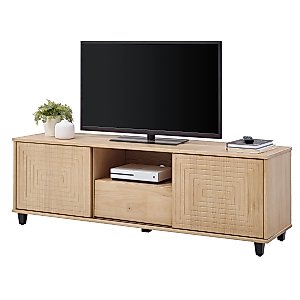 MUSEHOMEINC Wood TV Stand/Media Console with Shelve and Drawer for Living Room,Mid-Century Modern Style,Beige and Black Finish