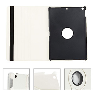 Rotating Case for iPad Pro 12.9-inch 1st & 2nd Generation (2015/2017), Techcircle Slim Premium PU Leather Smart Cover Multi-Angle Viewing Stand Folio Magnetic Hard Shell Protective Case, Off-White