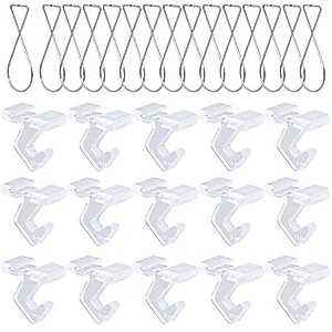Hilitchi 30Pcs Ceiling Hooks Clips Kit Including 15Pcs Transparent Hinged Ceiling Hooks & 15Pcs T-bar Squeeze Clips Set for Hanging Decorations at Office, Classroom, Home, Mall, Special Events