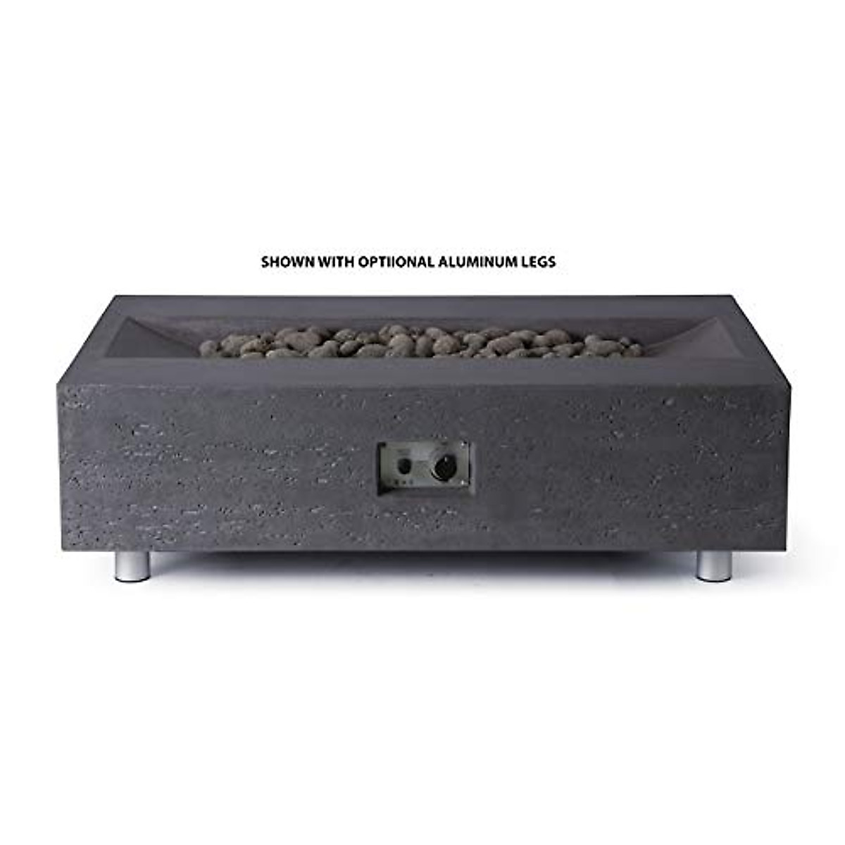 Pyromania Millenia Outdoor Concrete Fire Pit Table, 48 x 30 Inches - Natural Gas Model in Charcoal Gray Color