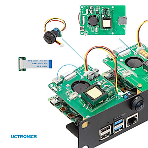 UCTRONICS Compact 1U Rack with PoE Functionality for Raspberry Pi 4B, 19" 1U Rackmount Supports 1-6 Units with PoE HAT, Power Switch, and SD Card Adapter