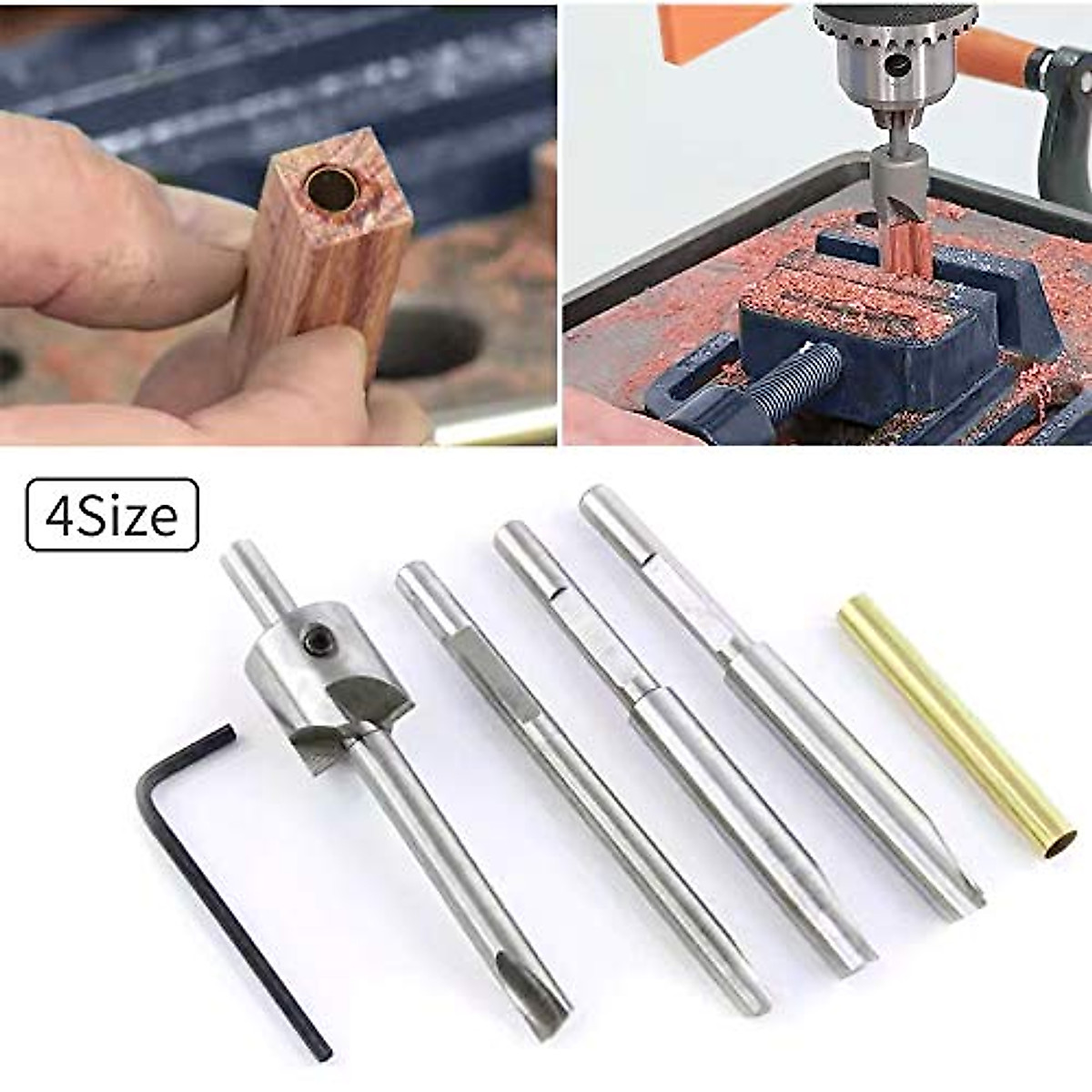 Pen Mill Set, 7 PC Pen Barrel Trimming System with 3/4 inch Cutting Head, 7mm, 8mm, 3/8 inch, 10mm Pilot Cutter Shafts, 0 Size Adaptor Sleeve and Hex Key Wrench, Pen Barrel Mill Trimmer Set by Tackpro