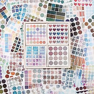 PUDIS 100 Sheet Washi Dots Stickers Scrapbook Stickers Colorful Decorative Journal Sticker Decoration Labels for DIY Journal Planner Scrapbooking Album Journal Supplies (100 Sheets)