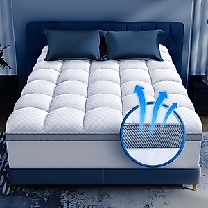 Premium Memory Foam Mattress Topper Queen for Ultra Comfort, 2 Inch Plush Pillow Top Queen Mattress Topper with Breathable Air Mesh Sides, Soft Mattress Pad Cover with Deep Pocket Fits 6-21" Mattress