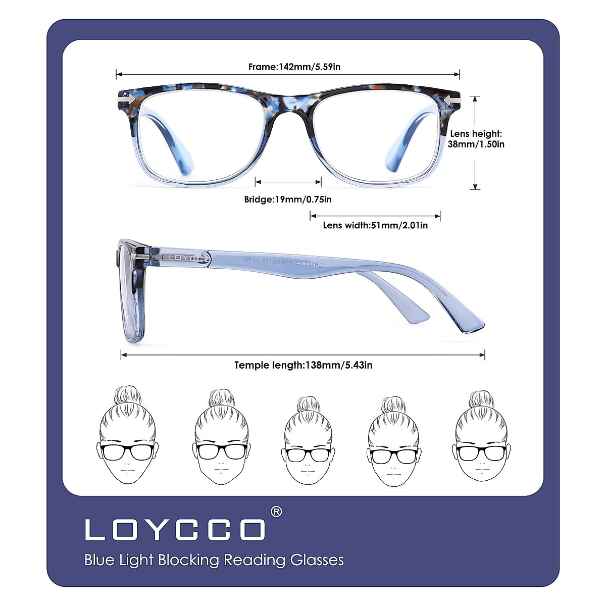 Loycco 4 Pack Computer Reading Glasses Blue Light Blocking Anti Eyestrain Flexible Lightweight Square Readers for Women Men