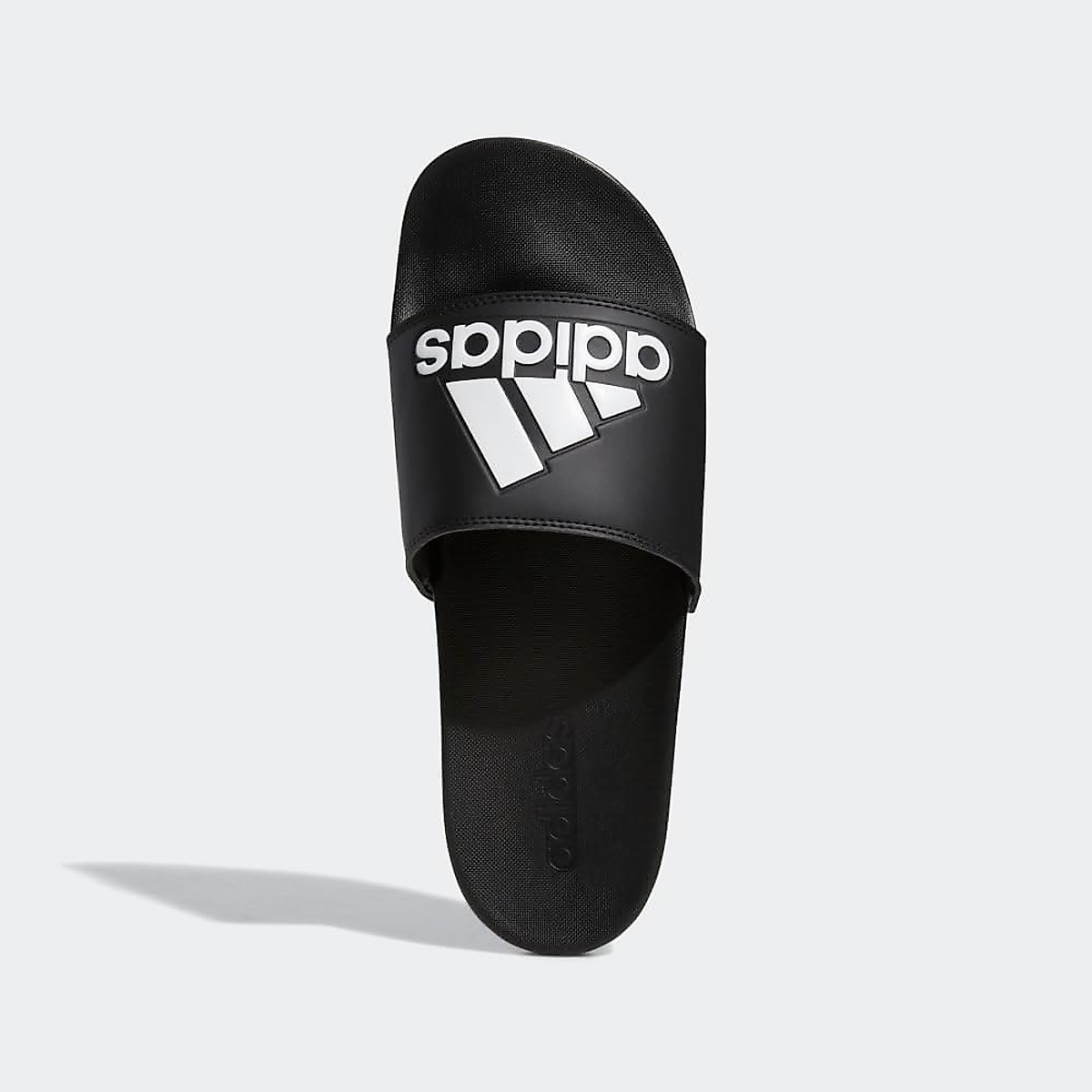 adidas Unisex Adilette Comfort Slide Sandal, Black/White/Black, 8 US Women