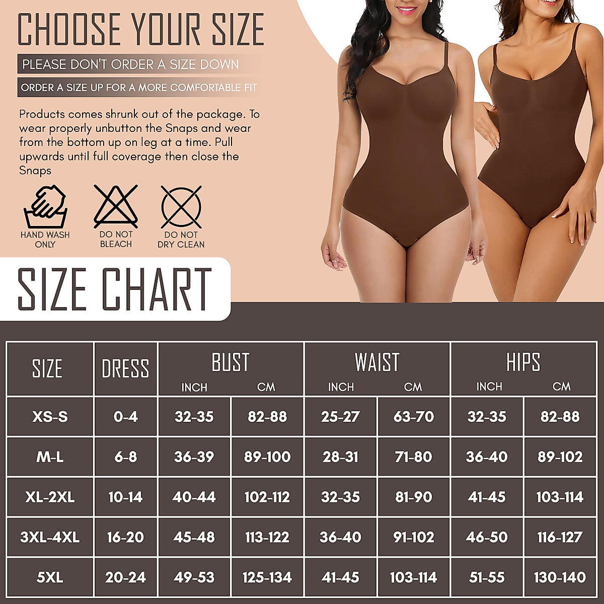 Soo slick Seamless Bodyshaper Bodysuit for Women - Full Body Shapewear, Sculpting Suits Sleeveless Round Neck Brown X-Large