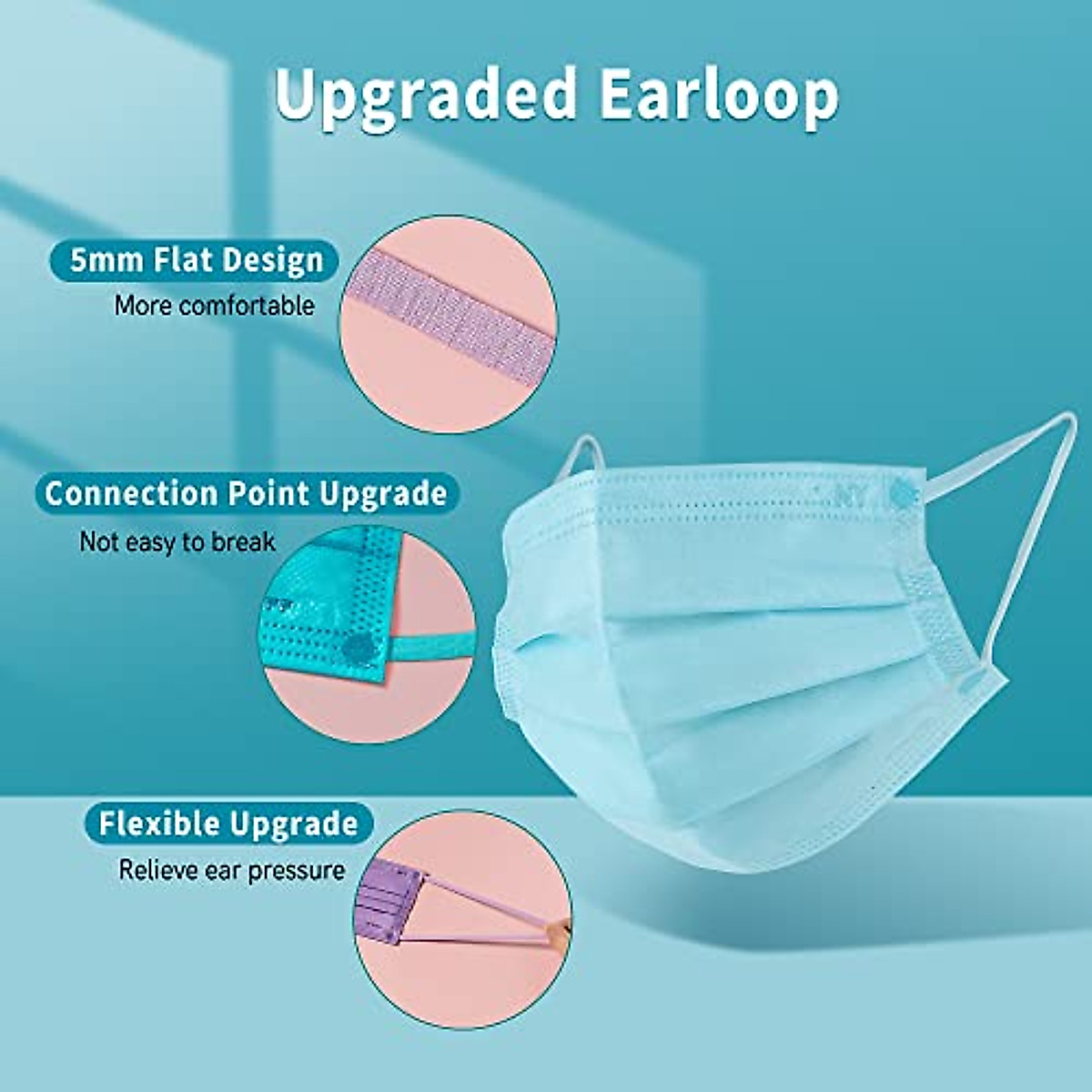 FWPP Adult 4 Ply Disposable Face Masks, Comfortable Elastic Ear Loop Face Mask, Breathable Non-woven Fabric Grey, Individually Wrapped Pack of 50