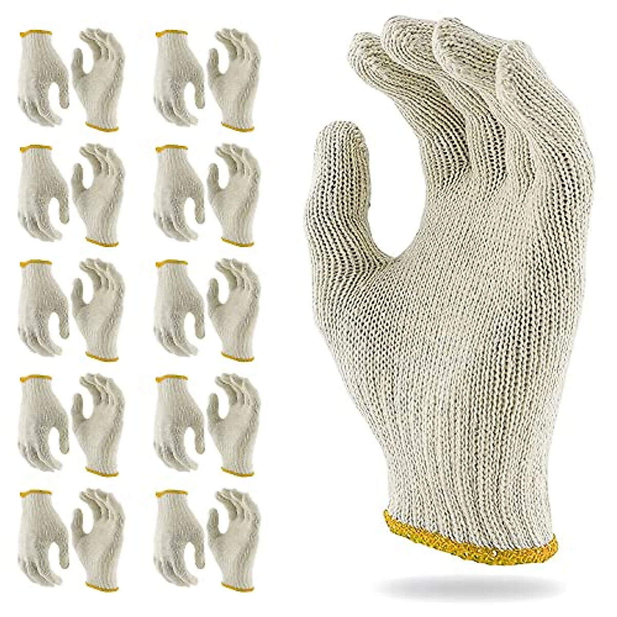 ABC String Knit Gloves Work Cotton Gloves for Men, Women Reusable Cotton Work Gloves, Breathable Working Grip Gloves
