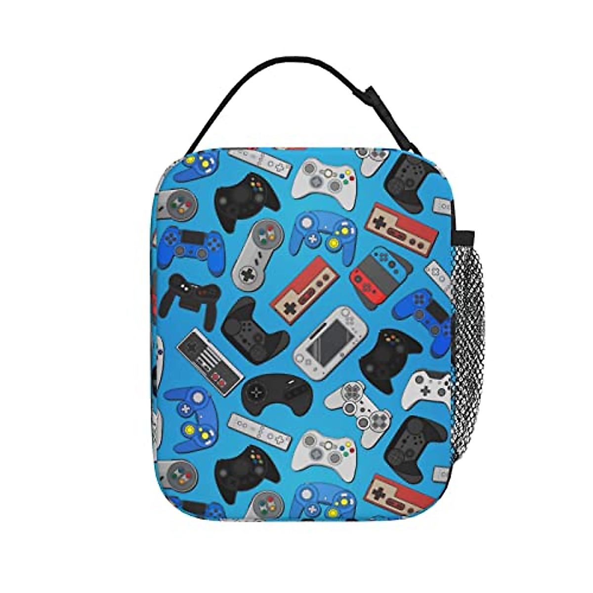 Gbuzozie Video Game Controller Background Lunch Bag Insulated Portable Reusable Gaming Theme Lunch Box With Zipper For Women Men Picnic Beach