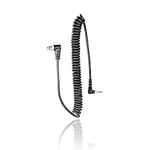 Foto&Tech 3.5 mm to Male Flash PC Sync Cable, 14 Inch Coiled Cord with Screw Lock, Compatible with Nikon Canon and Most DSLR Cameras PocketWizard Plus III Plus II Mini Phone PC1 (1 Piece)