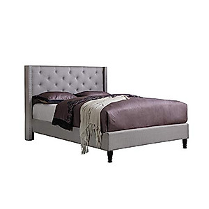 Home Life furBed00007_Cloth_LightGrey_Full Platform Bed, Grey