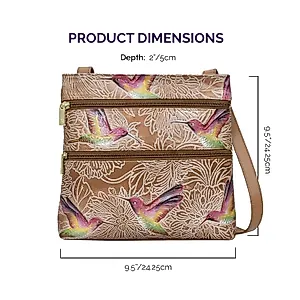 Anuschka Women’s Hand-Painted Genuine Leather Medium Crossbody With Double Zip Pockets - Bel Fiori