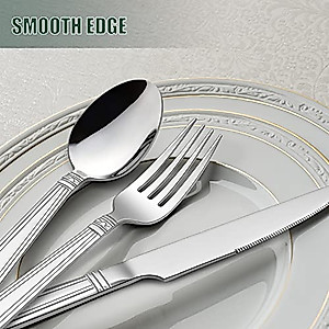 HaWare 60-Piece Heavy Duty Silverware Set, Stainless Steel Flatware Cutlery Set for 12, Fancy Tableware Eating Utensils for Home, Hotel, Restaurant, Include Dinner Knives Forks Spoons, Dishwasher Safe