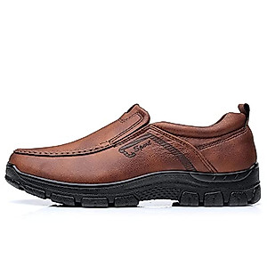 COSIDRAM Mens Loafers Slip on Shoes Casual Comfort Soft Moccasin Daily Flats Driving Walking Shoes Light Brown 9.5