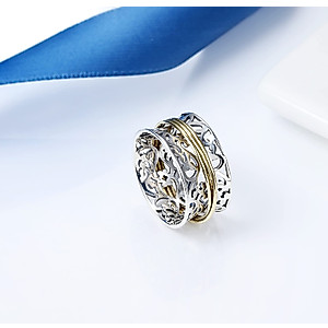 STROLLGIRL Sterling silver Simple spinner ring Fidget band ring spinning meditation anxiety ring (filigree design, 7)