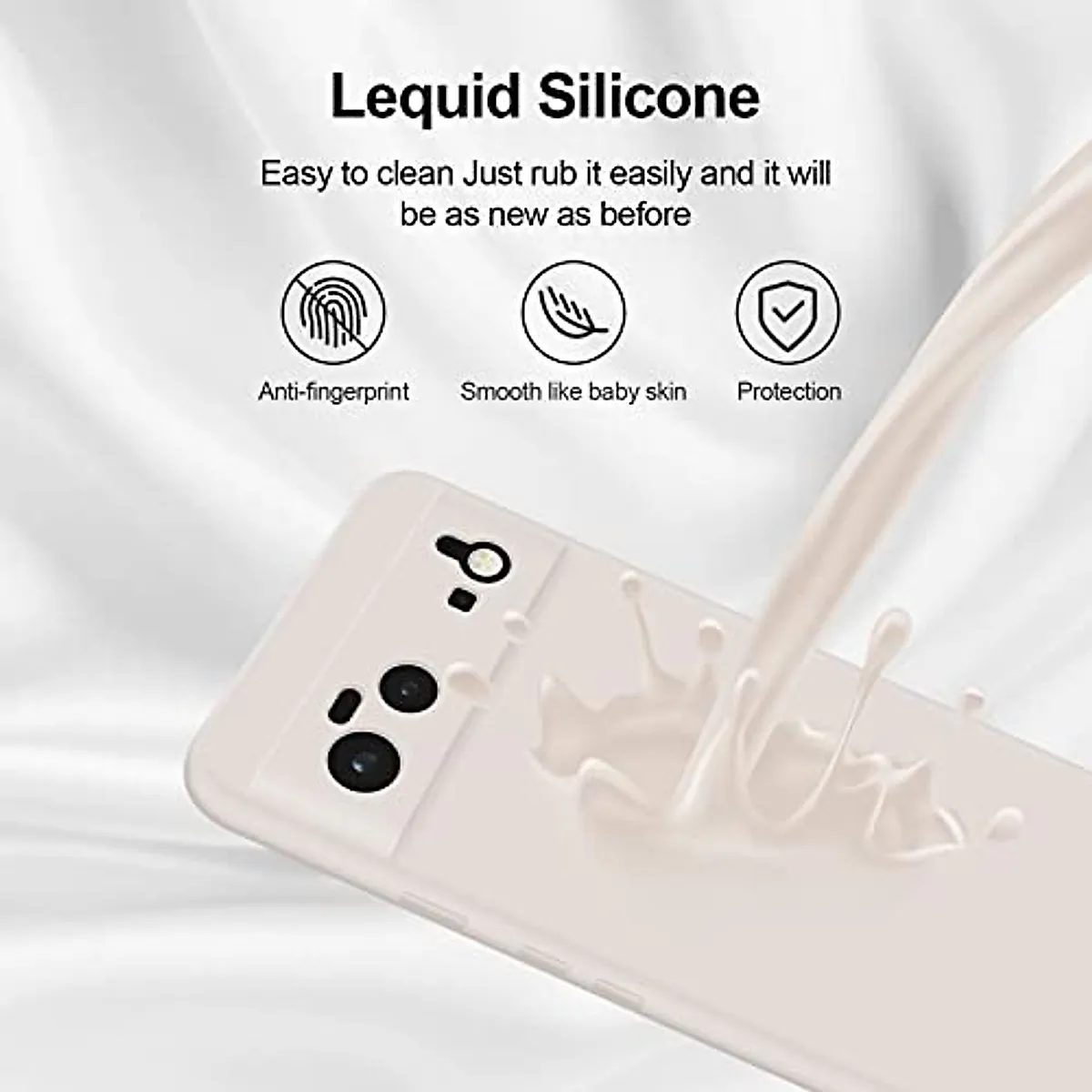GiiYoon Silicone Case Compatible with Google Pixel 6, Full Body Silky Soft Touch Phone Case with Camera Protection, Shockproof Cover with Microfiber Lining, White