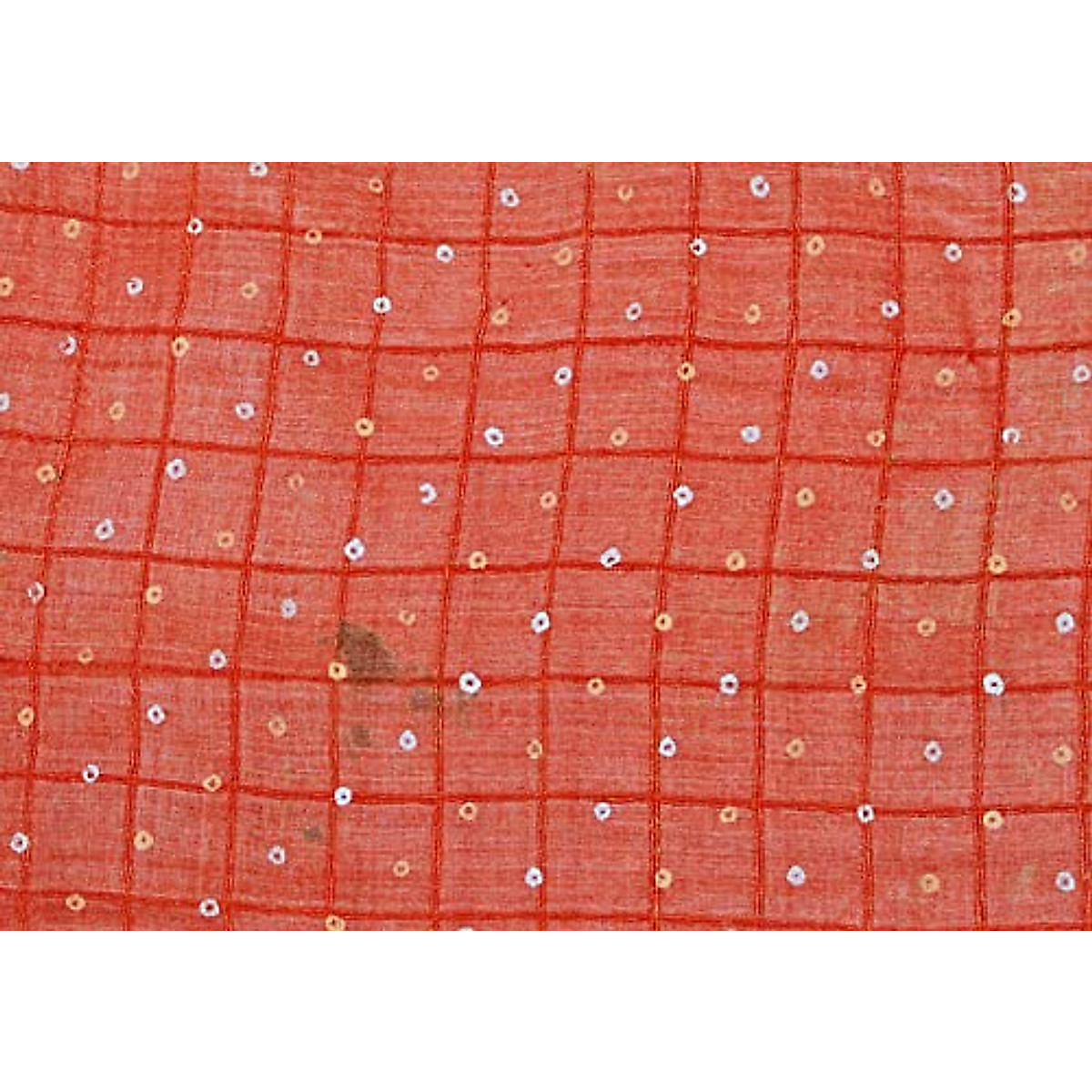 Peegli Vintage Orange Saree Bandhani Style Textile 100% Pure Silk Sari Recycled Fabric