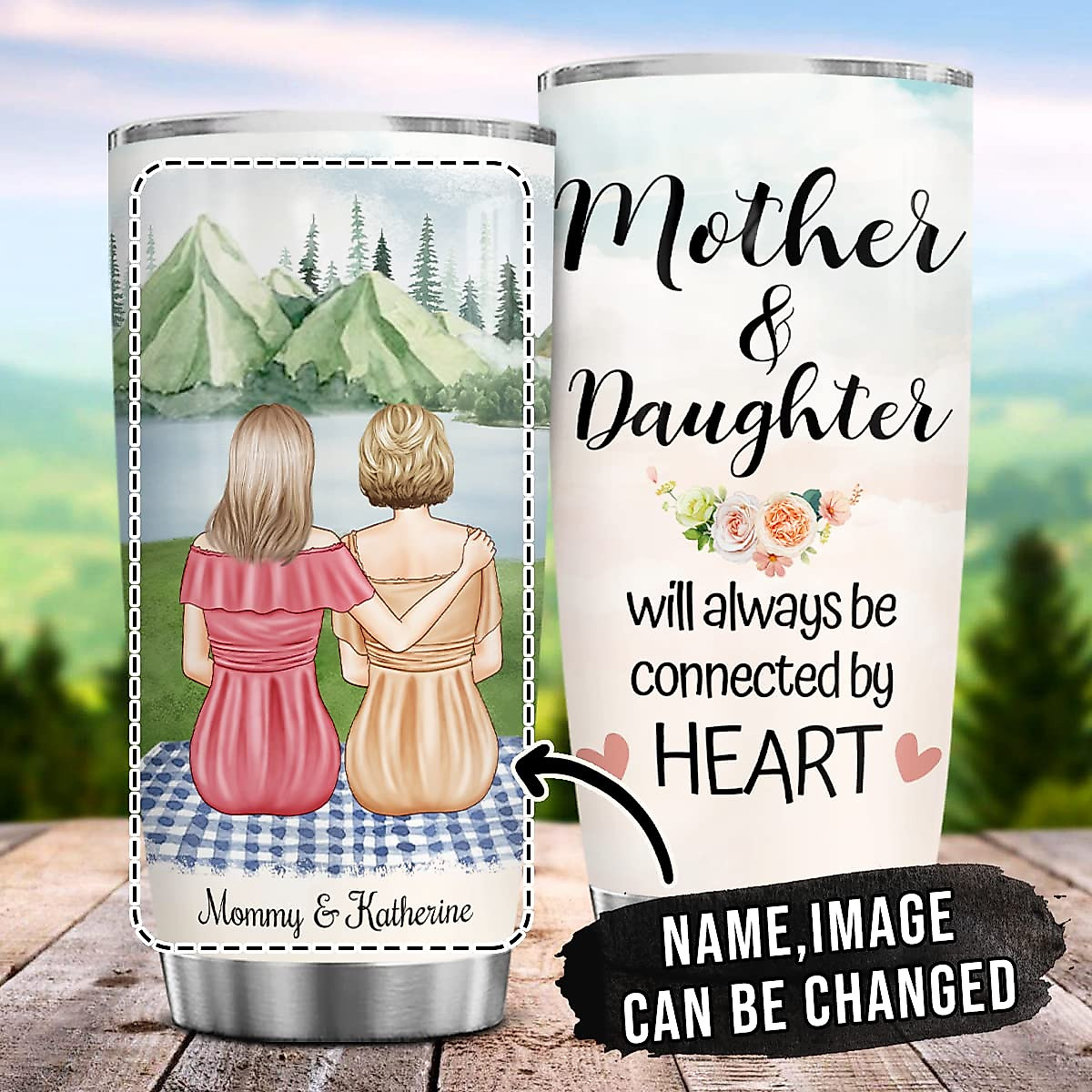 wowcugi Mom Tumbler Personalized Gift For Mom From Daughter Mother Daughter Tumblers Coffee Travel Mug 20oz 30oz with Lid Birthday Mothers Day Christmas Presents For Moms Mommy From Daughters