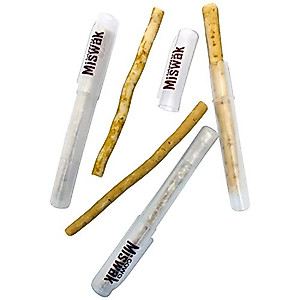 GOWO 3 Pack Miswak Sticks and Holders - Natural Teeth Whitening Kit - Natural Toothbrush - No Toothpaste Needed - Herbal Teeth Whitener and Breath Freshener - (Includes 3 Sticks and 3 Holders)