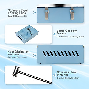 ROVSUN 21 Inch Cotton Candy Machine Cart, Commercial Cotton Candy Maker Machine Candy Floss Machine w/Stainless Steel Bowl, Sugar Scoop and Large Storage Drawer for Home Party Carnival, Red